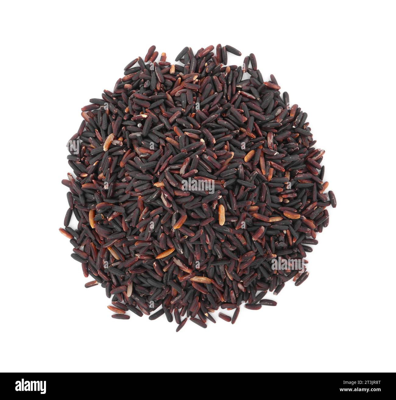 Pile of raw black rice isolated on white, top view Stock Photo - Alamy