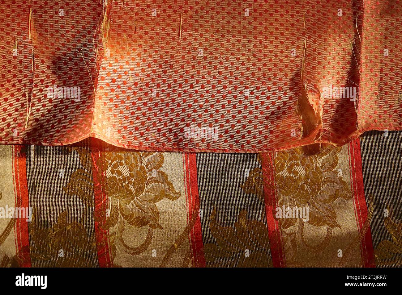 An old delicate example of traditional woven silk embroidery at the Las ...