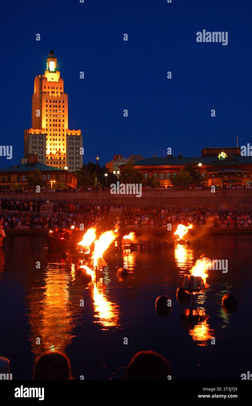 People gather on the waterfront in Providence Rhode Island to enjoy the ...