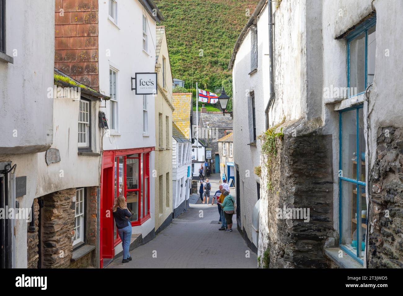 Port Isaac Cornwall, narrow streets and lanes and small cottages in the ...