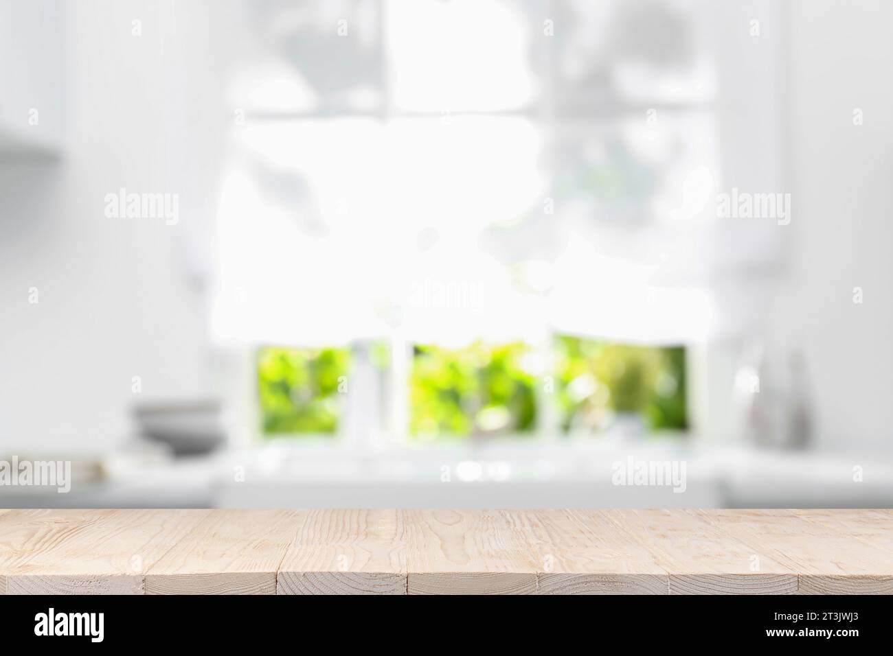 Empty wooden table against window indoors. Space for design Stock Photo ...