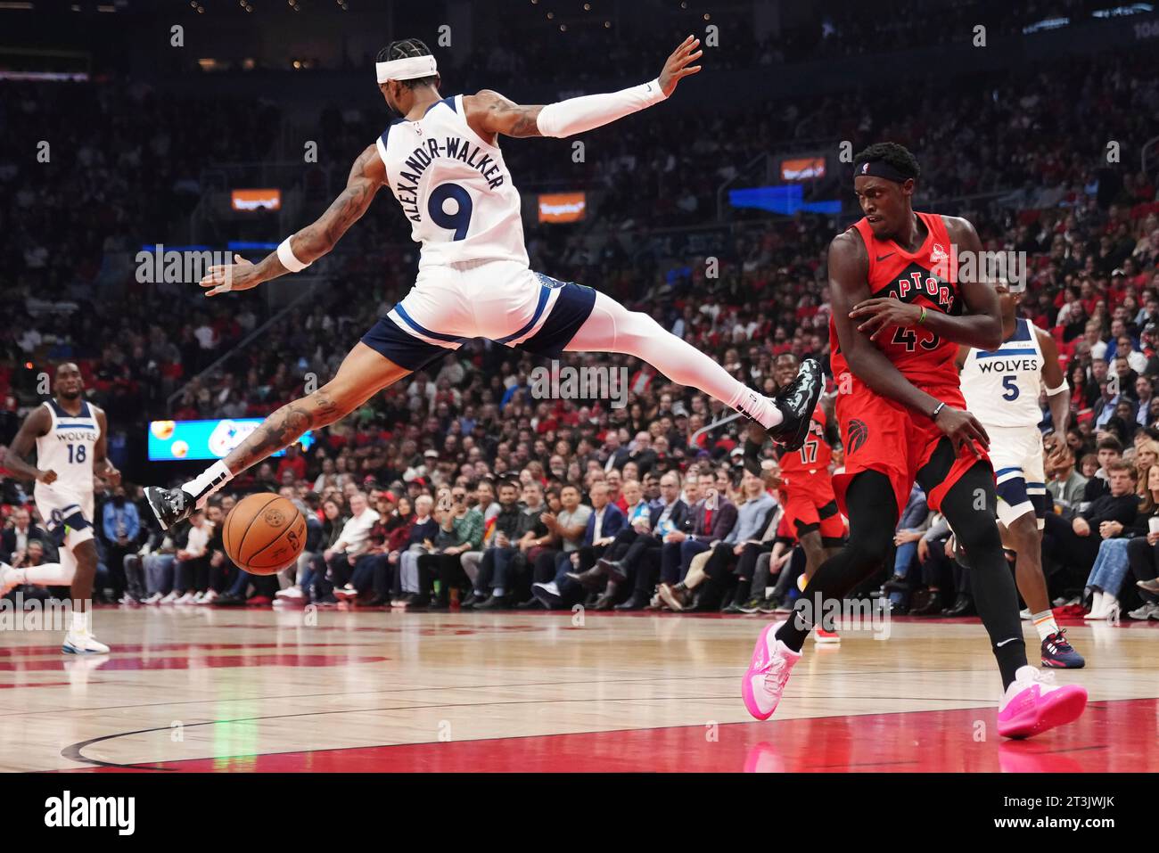 Toronto Raptors' Pascal Siakam (43) passes the ball as Minnesota ...