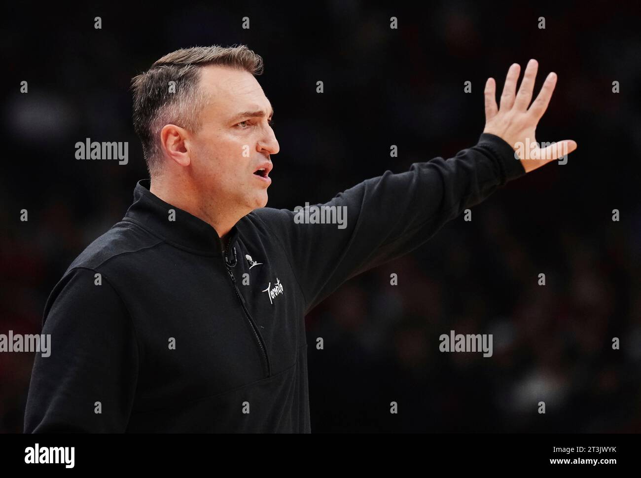 Toronto Raptors head coach Darko Rajakovic instructs his team during ...