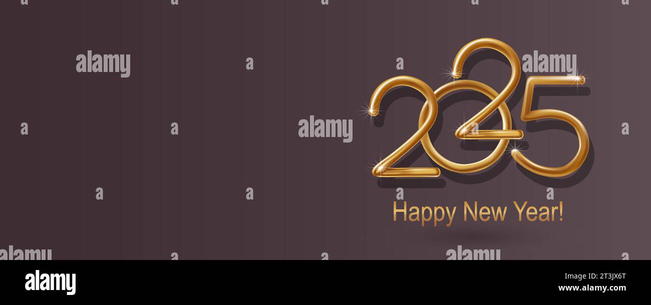 2025 Happy New Year hand lettering calligraphy. Vector holiday ...
