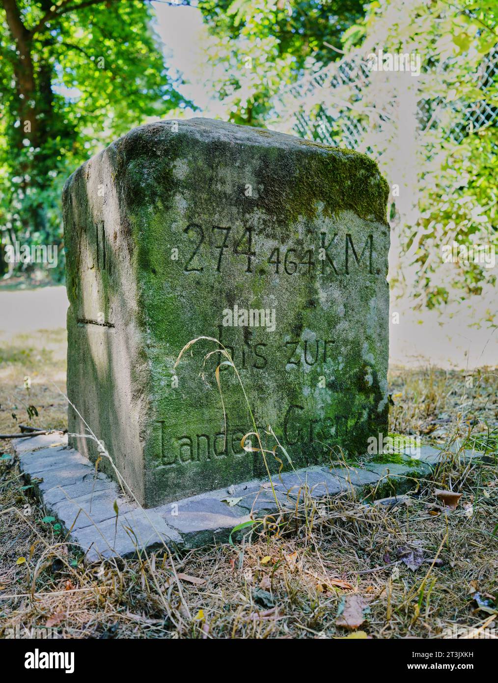 Massive Lande Grenz stone border marker from World War two era Stock ...