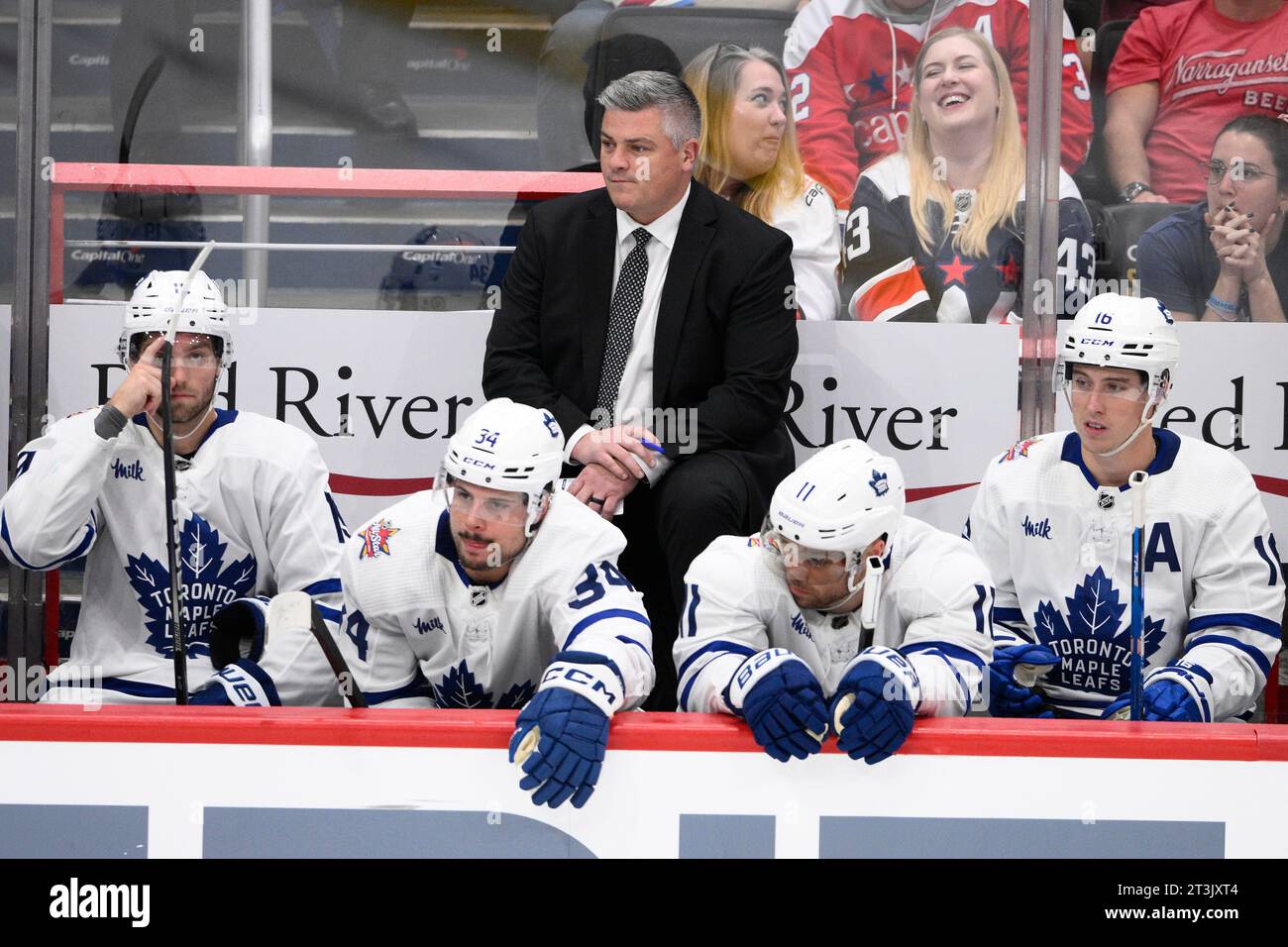 Toronto Maple Leafs head coach Sheldon Keefe looks on during the third ...