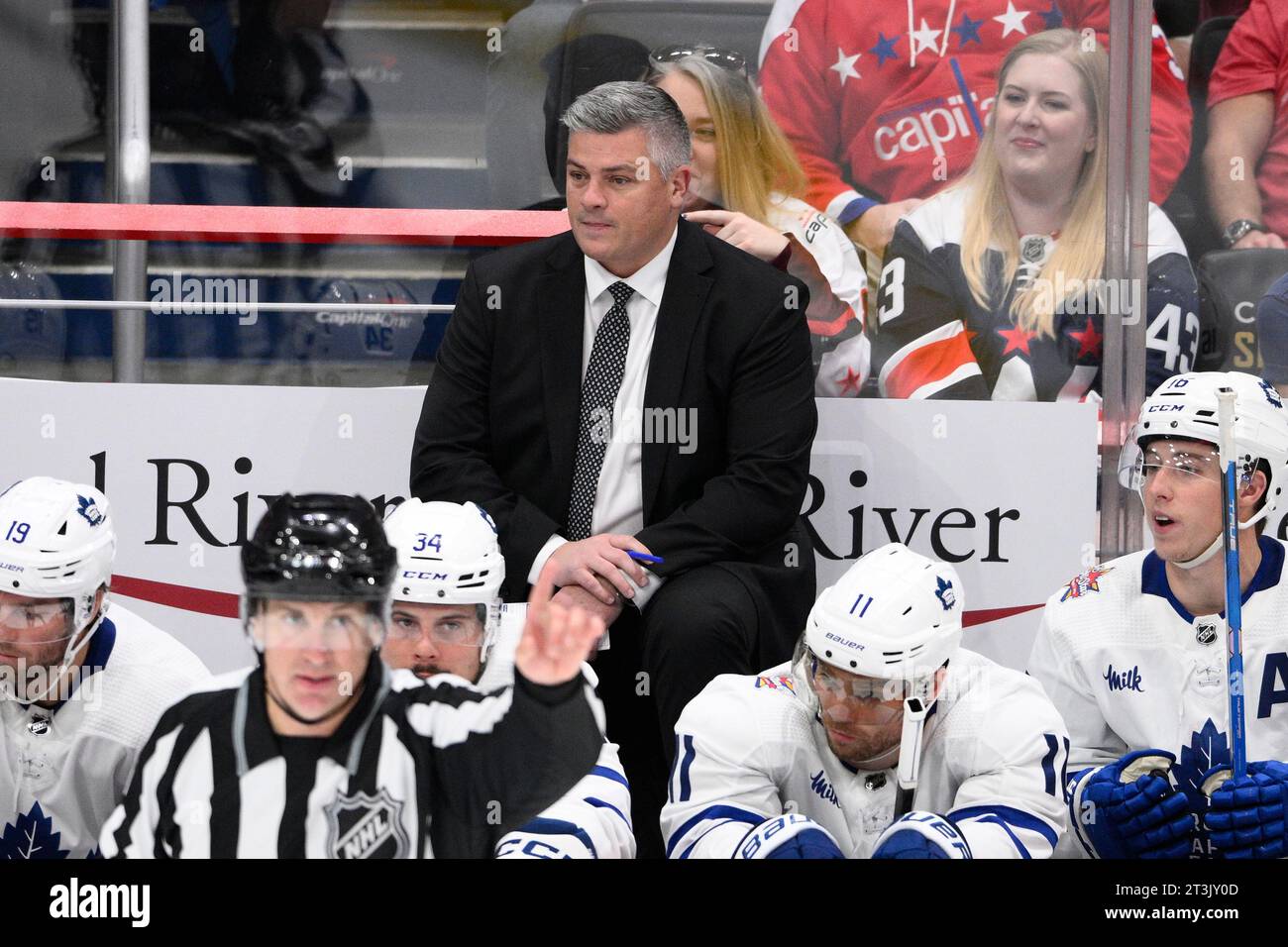 Toronto Maple Leafs head coach Sheldon Keefe looks on during the third ...