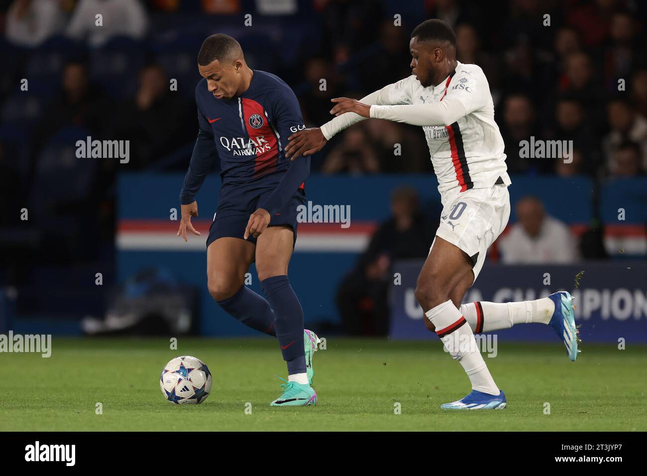 Paris, France. 25th Oct, 2023. Kylian Mbappe of PSG is pursued by ...