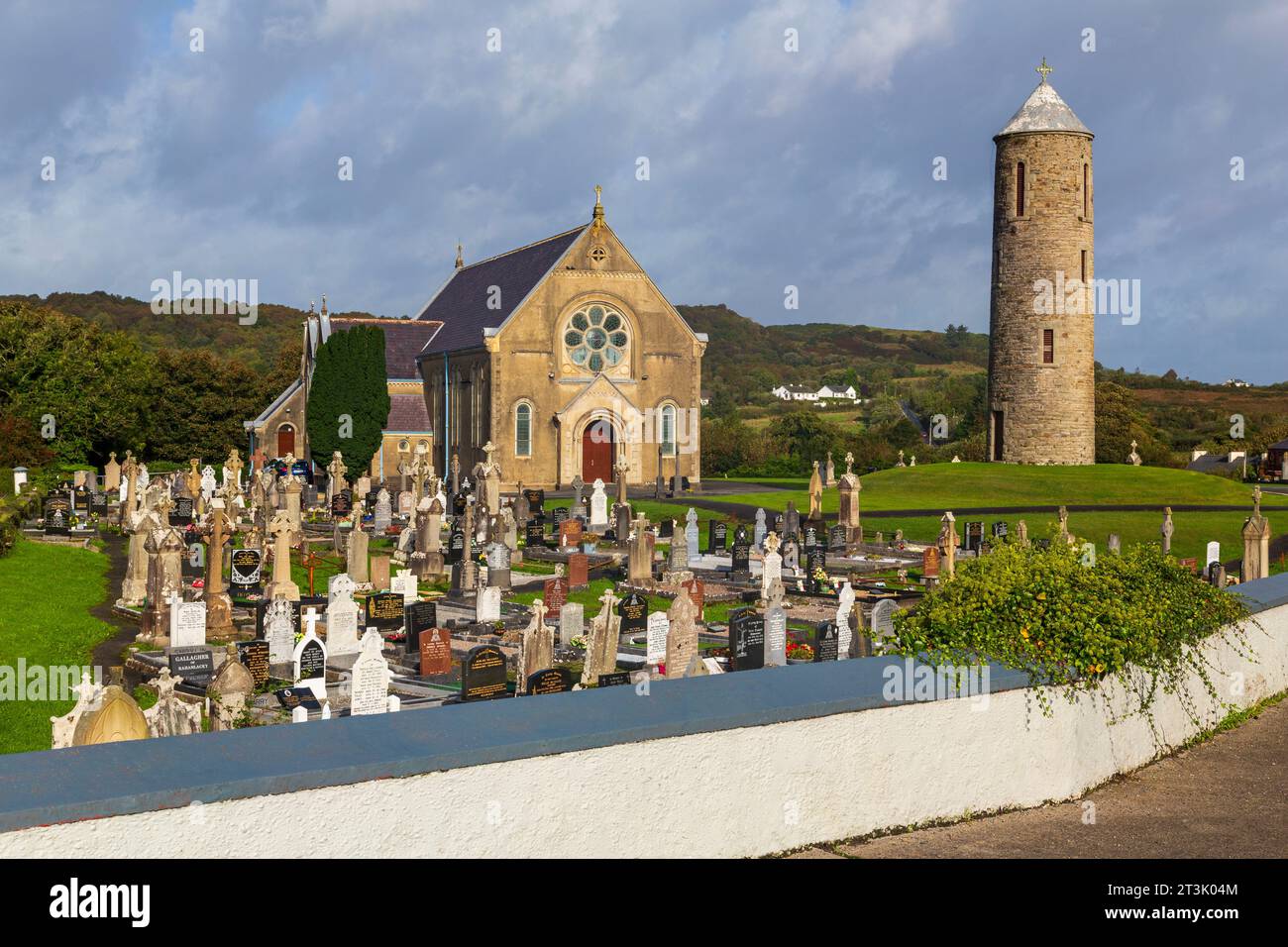 Church & Round Tower, Bruckless, County Donegal, Ireland Stock Photo ...