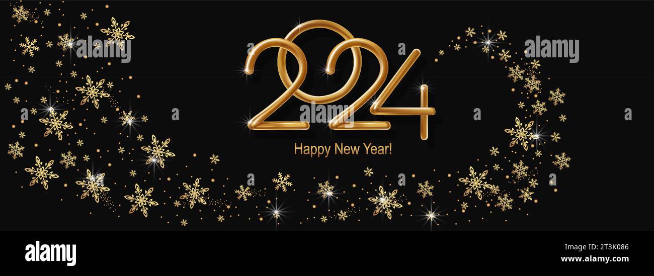 2024 Happy New Year hand lettering calligraphy. Vector holiday ...