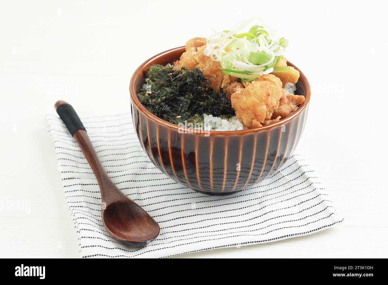 Chicken Karaage Rice Bowl with Flakes Nori and Roasted Sesame Seed, on ...