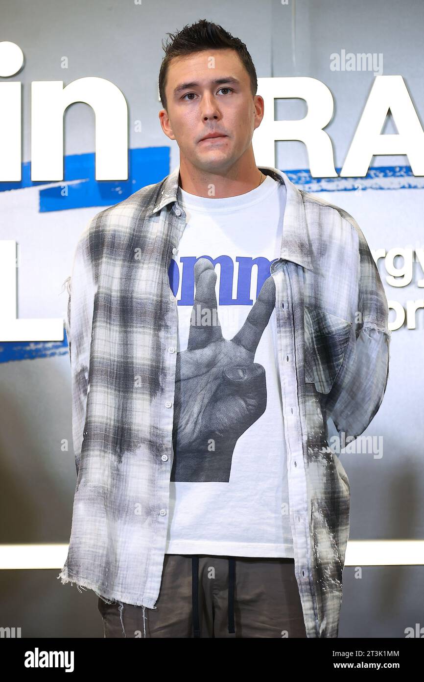 Lars Nootbaar of MLB's St. Louis Cardinals attends a Morinaga Group ...