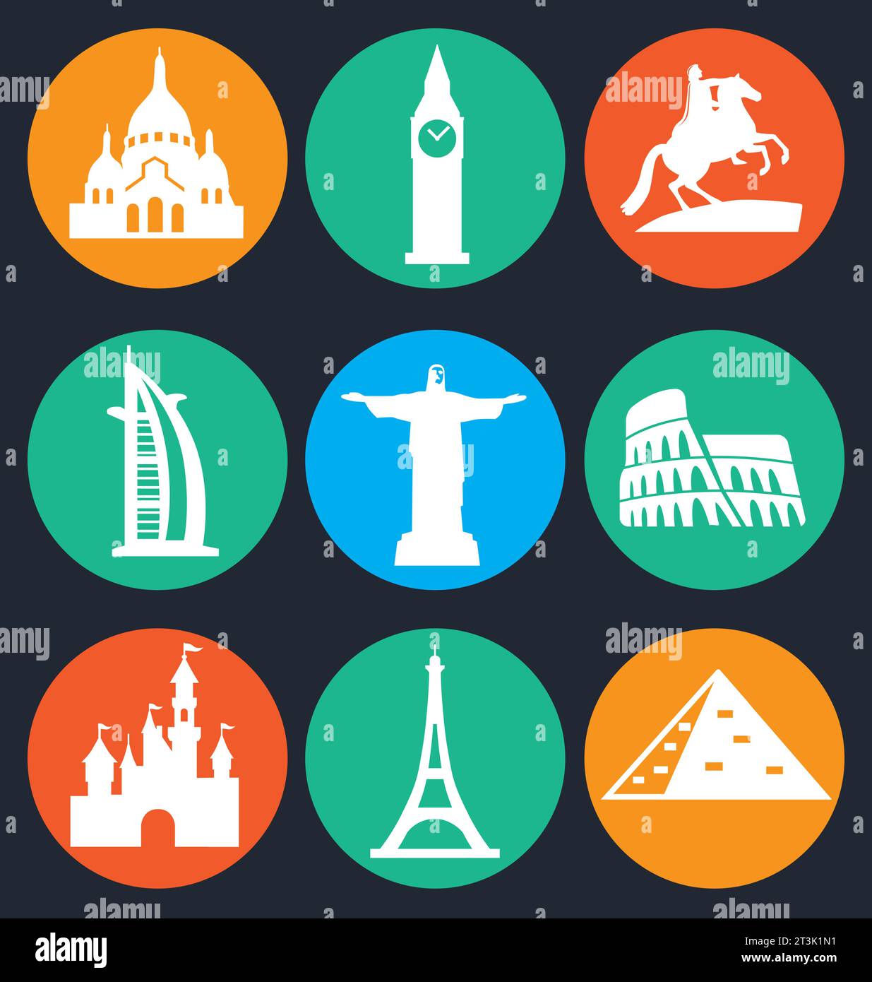 Set of monuments icon - 1 Royalty Free Vector Image Stock Vector Image ...