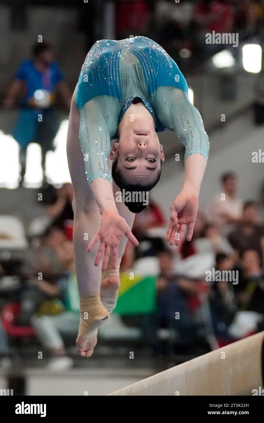 Canada's Ava Stewart competes in the women's gymnastics balance beam ...