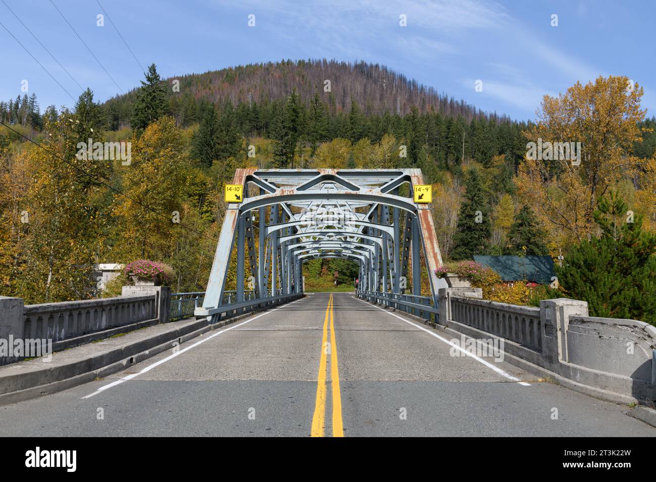 Road bridge over the South Fork Skykomish River in Cascade Mountains ...