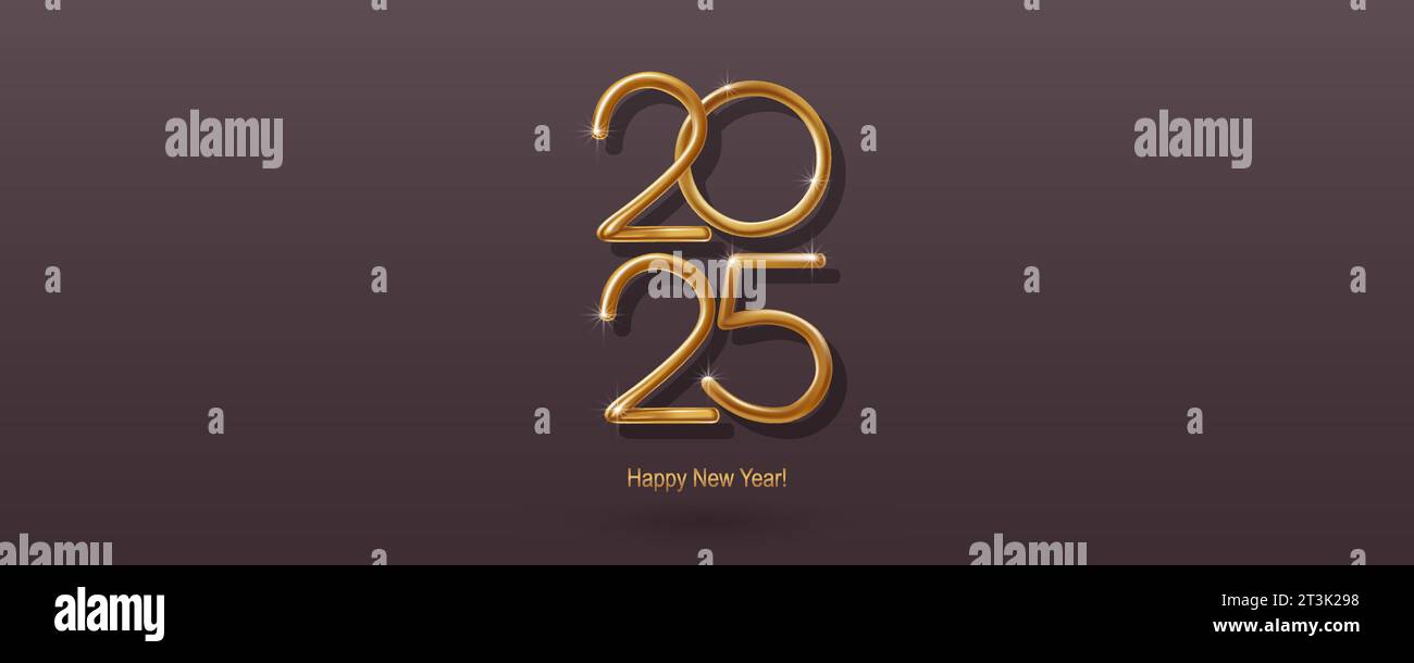 2025 Happy New Year hand lettering calligraphy. Vector holiday ...