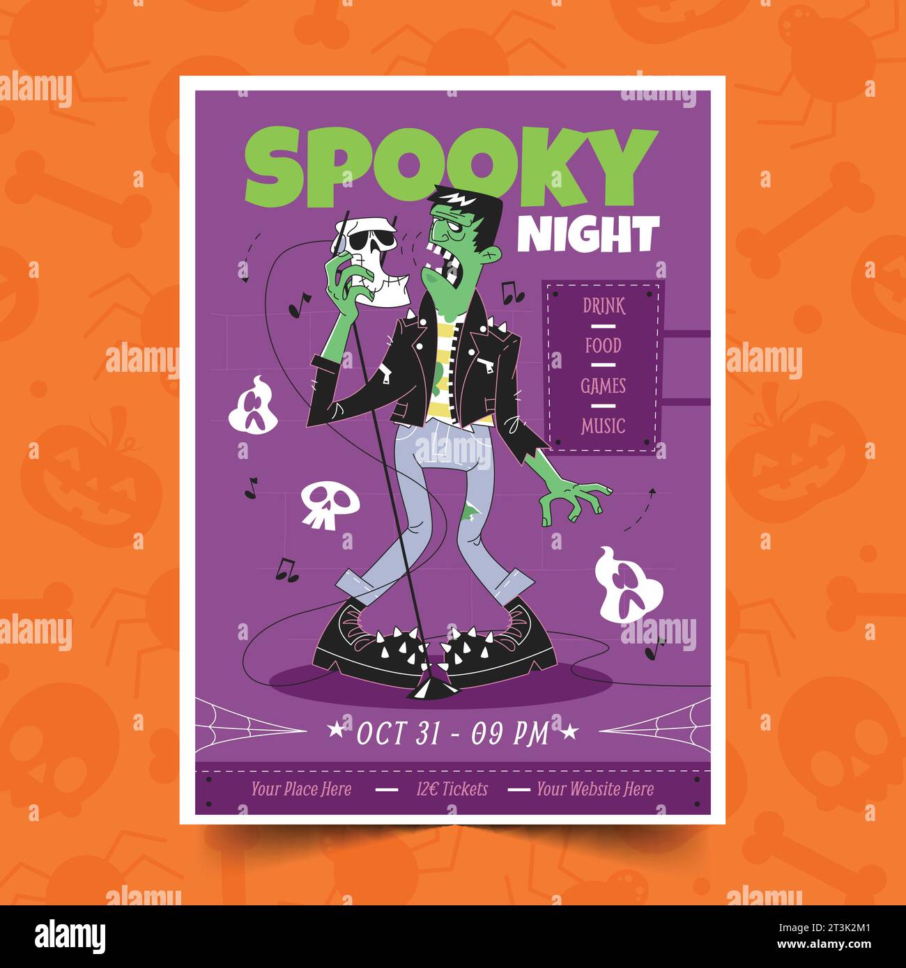 hand drawn halloween vertical poster template design vector ...