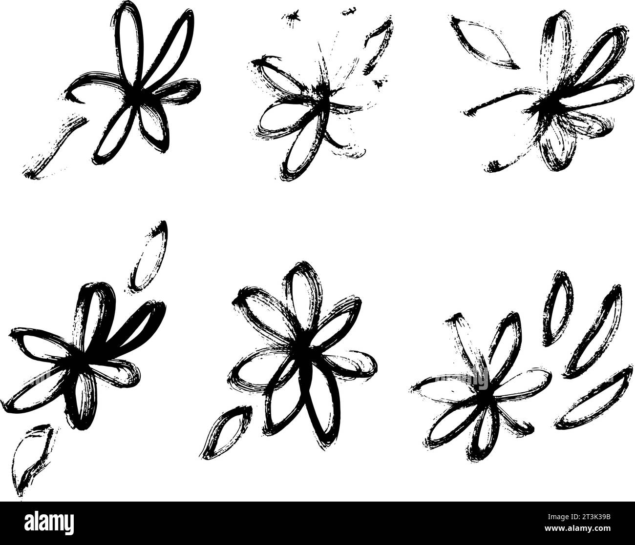 Brushstroke flowers Black and White Stock Photos & Images - Alamy