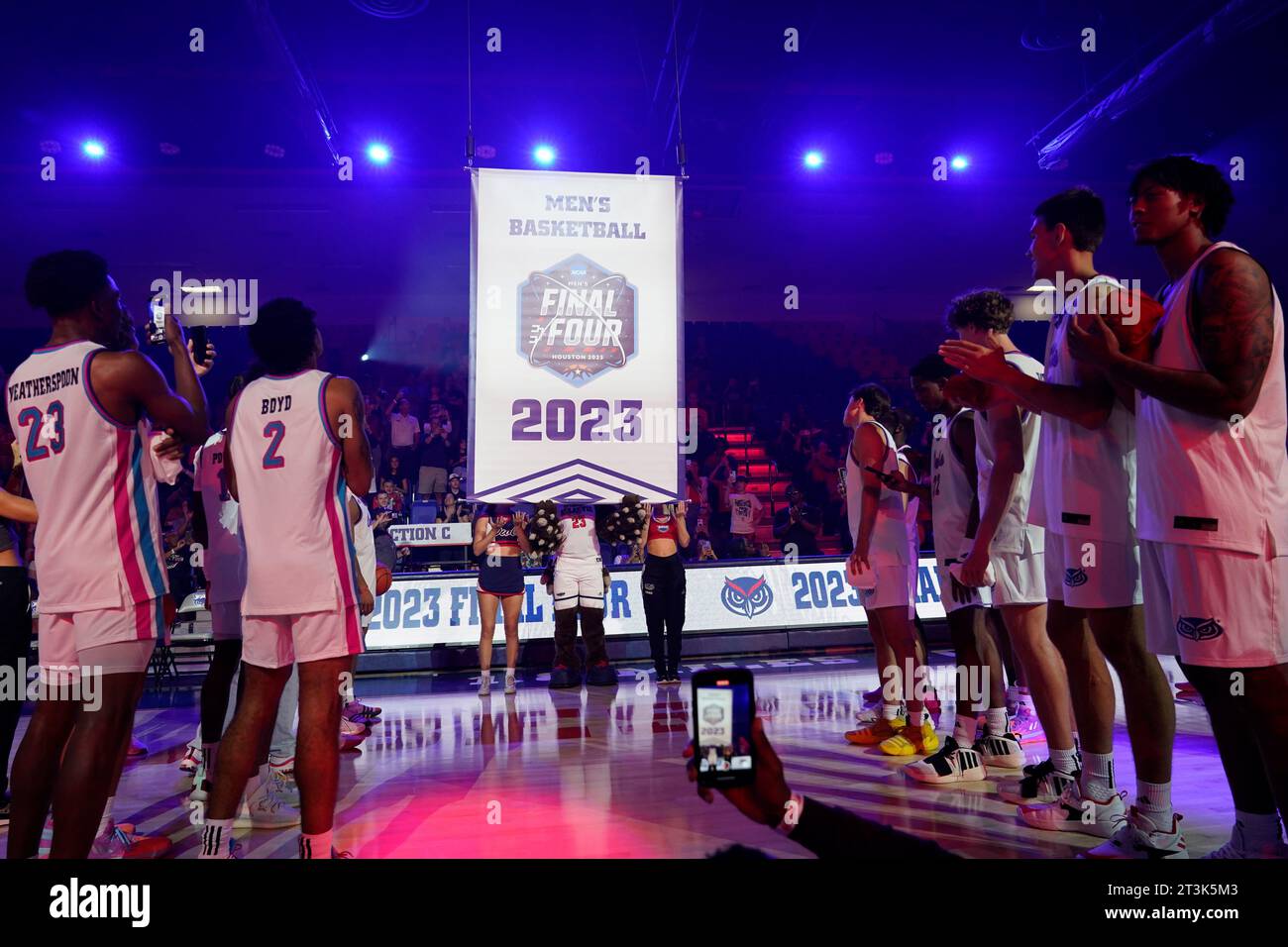 FAUY players watch as the Final Four banner is raised during a Paradise ...