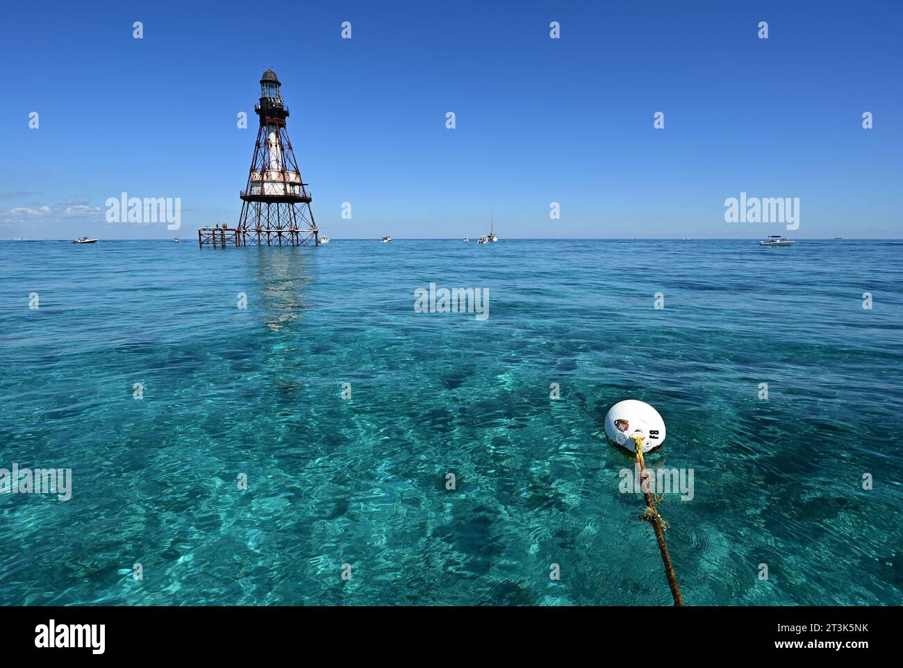 Fowey Rocks Lighthouse and National Park Service mooring buoy in ...