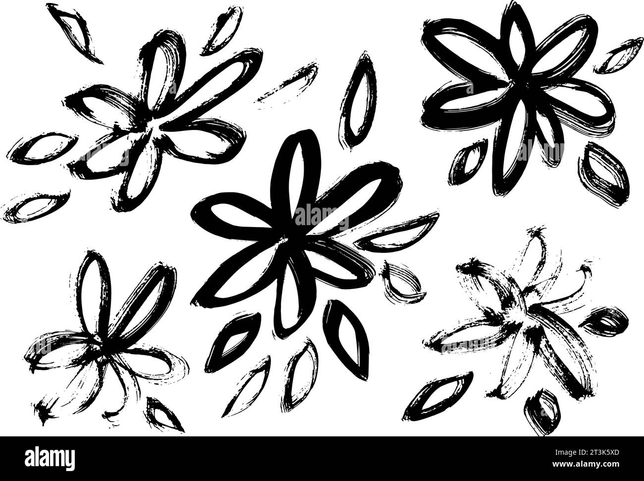 Brushstroke flowers Black and White Stock Photos & Images - Alamy
