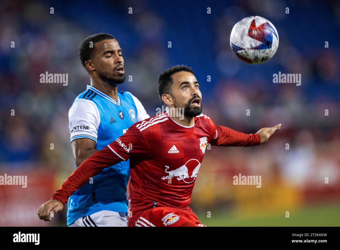 New York Red Bulls midfielder Luquinhas, right, screens Charlotte FC ...