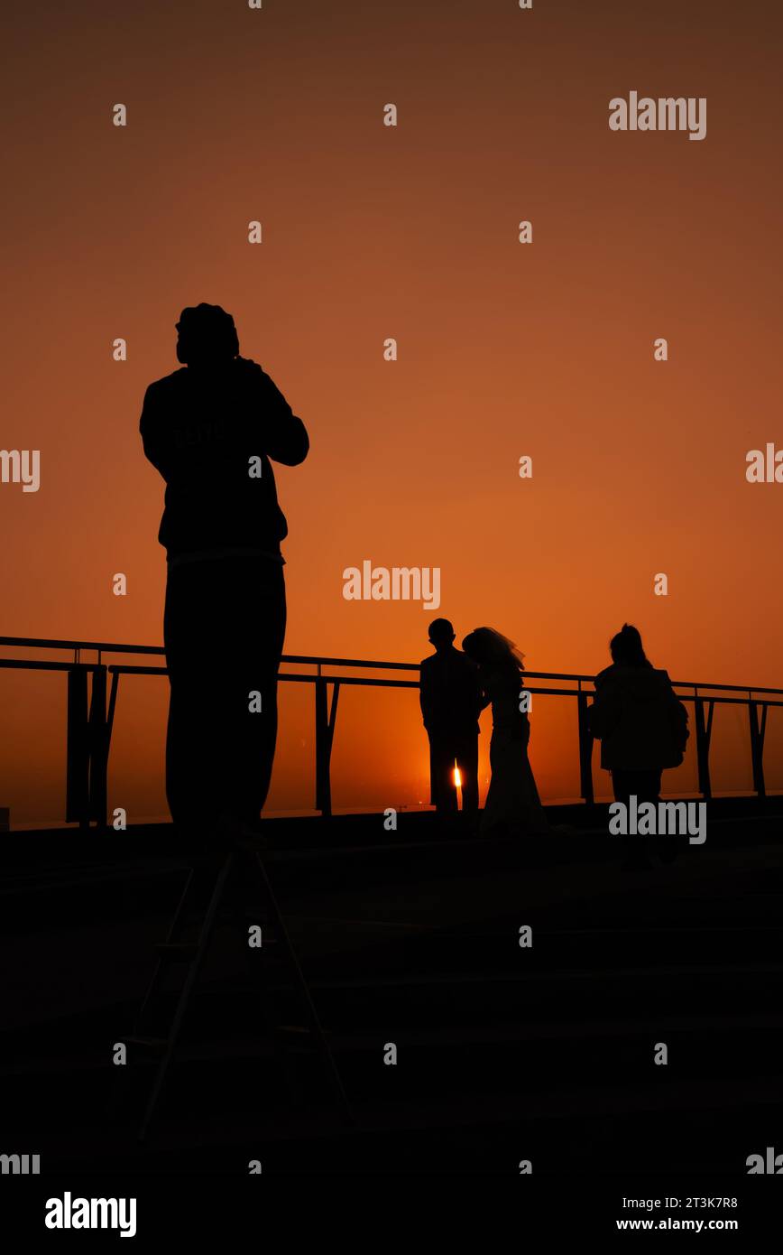 The Romantic Sunset of Xinglong Lake in Tianfu New Area, Chengdu Stock ...