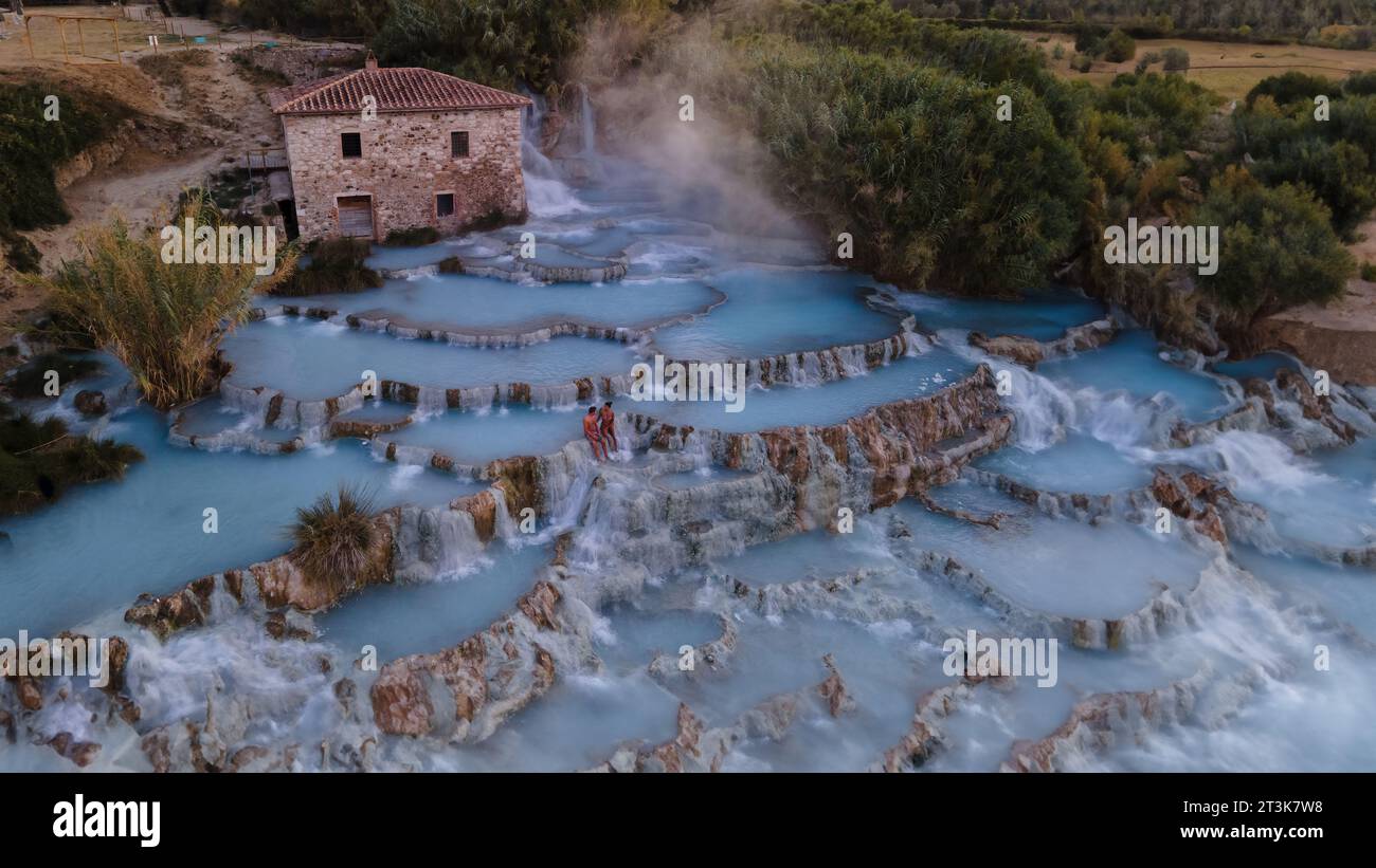 Toscane Italy, natural spa with hot springs waterfalls at Saturnia ...