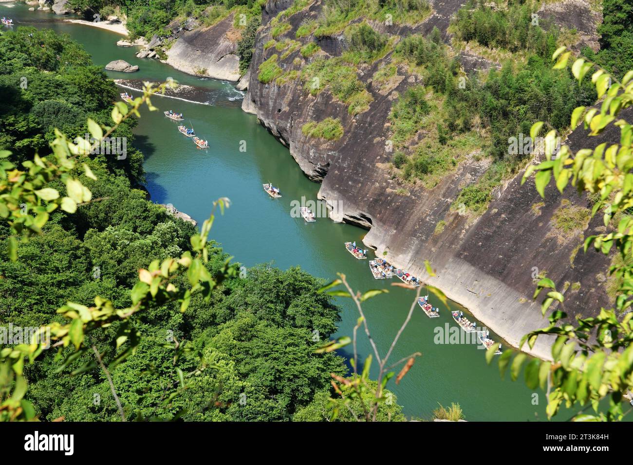 Photo of bamboo rafts drifting in rivers in Wuyi Mountain, Fujian ...