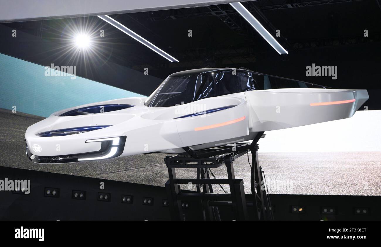 Subaru Corp.'s flying car concept model is displayed during a press day ...