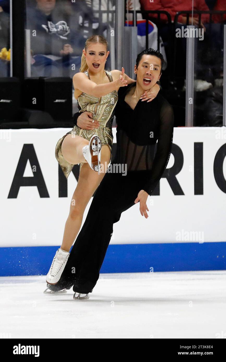Holly Harris, left, and Jason Chan, right, of Australia, compete in the ...