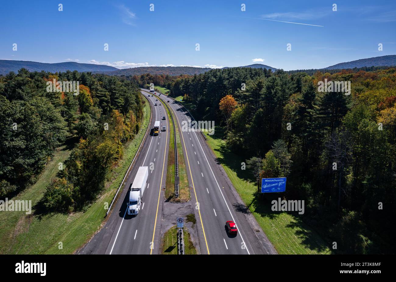 Aerial view of the Massachusetts New York state line Stock Photo - Alamy