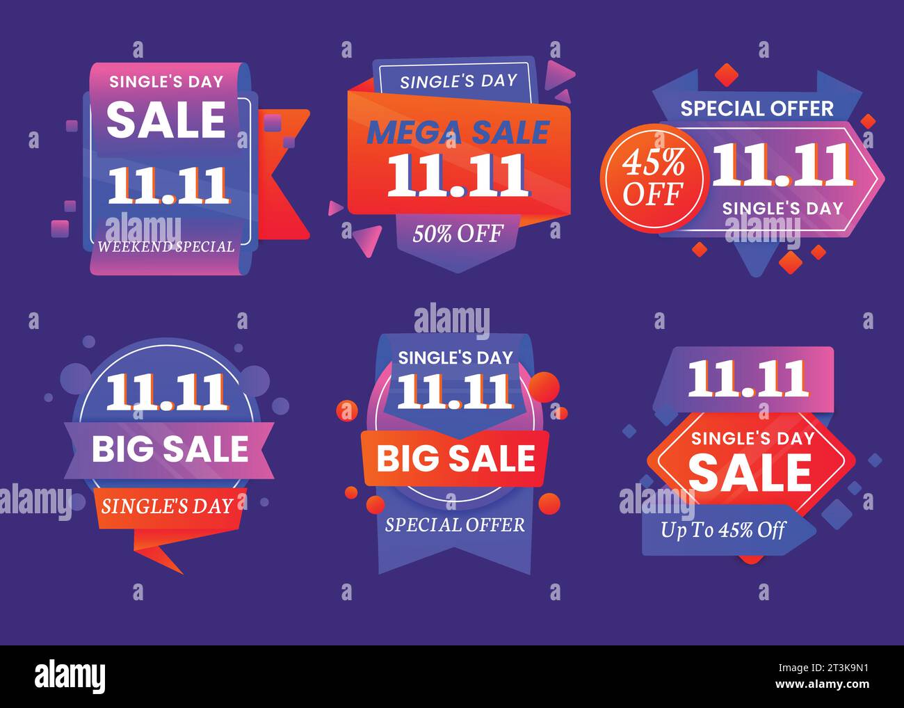 gradient single s day sale labels collection design vector illustration ...