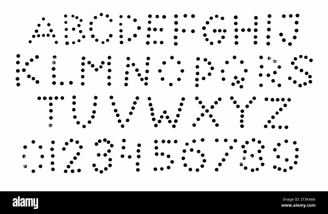 Circle shots dot holes black english A to Z alphabet latin abc font and ...