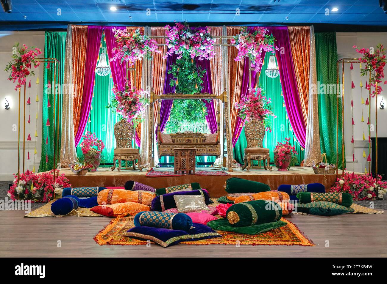 Indian mehendi ceremony decoration Stock Photo - Alamy