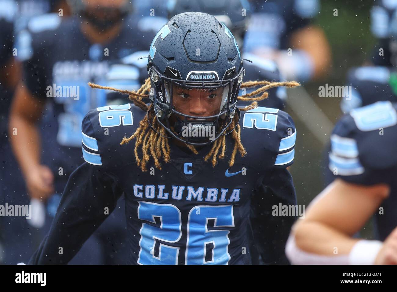 Columbia Lions defensive back Mason Tomlin #26 comes out on the field ...