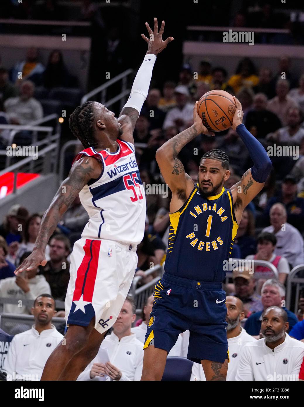 Indiana Pacers forward Obi Toppin (1) shoots over Washington Wizards ...