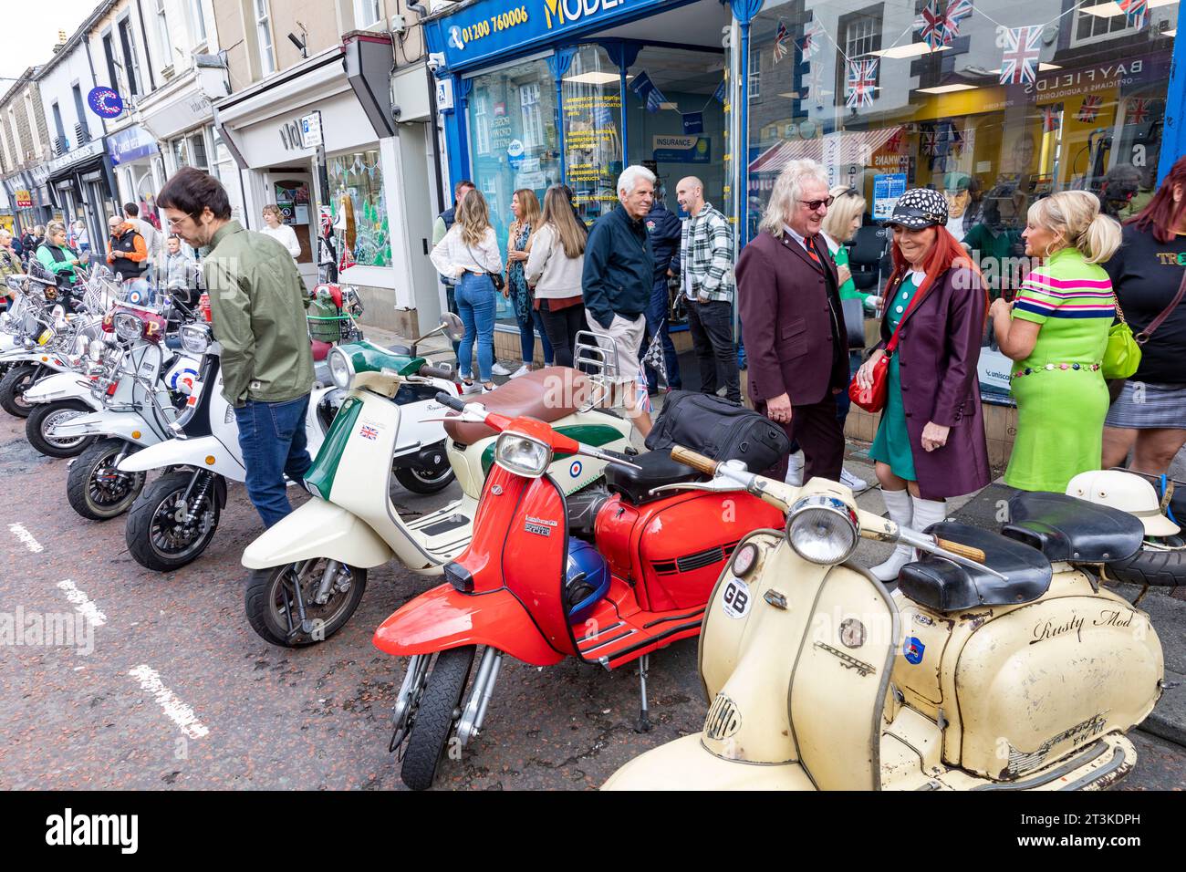 Clitheroe Lancashire, in 2023, annual Ribble Valley Scooter rally, saw ...