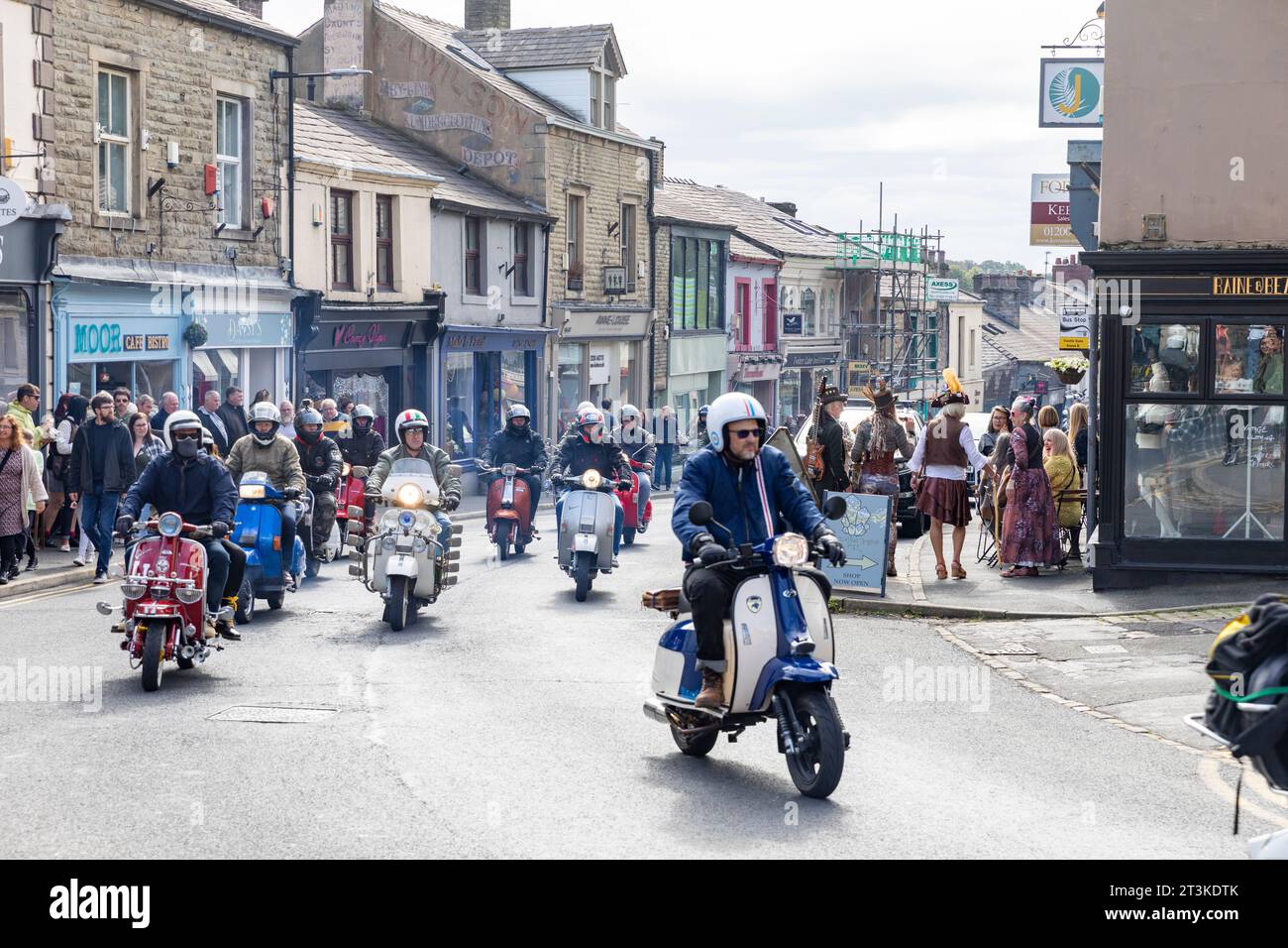 Clitheroe Lancashire, in 2023, annual Ribble Valley Scooter rally, saw ...