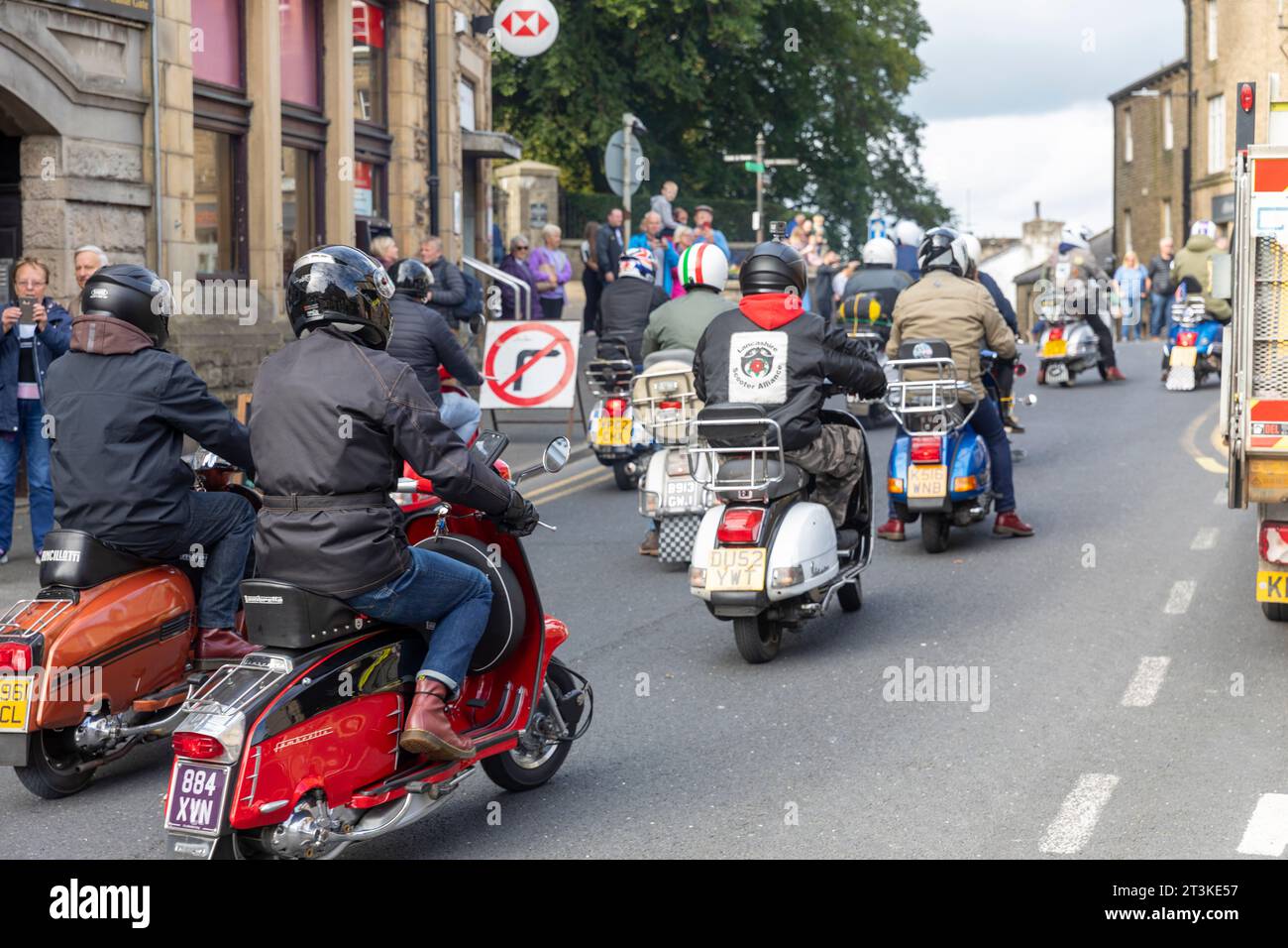 Clitheroe Lancashire, in 2023, annual Ribble Valley Scooter rally, saw ...