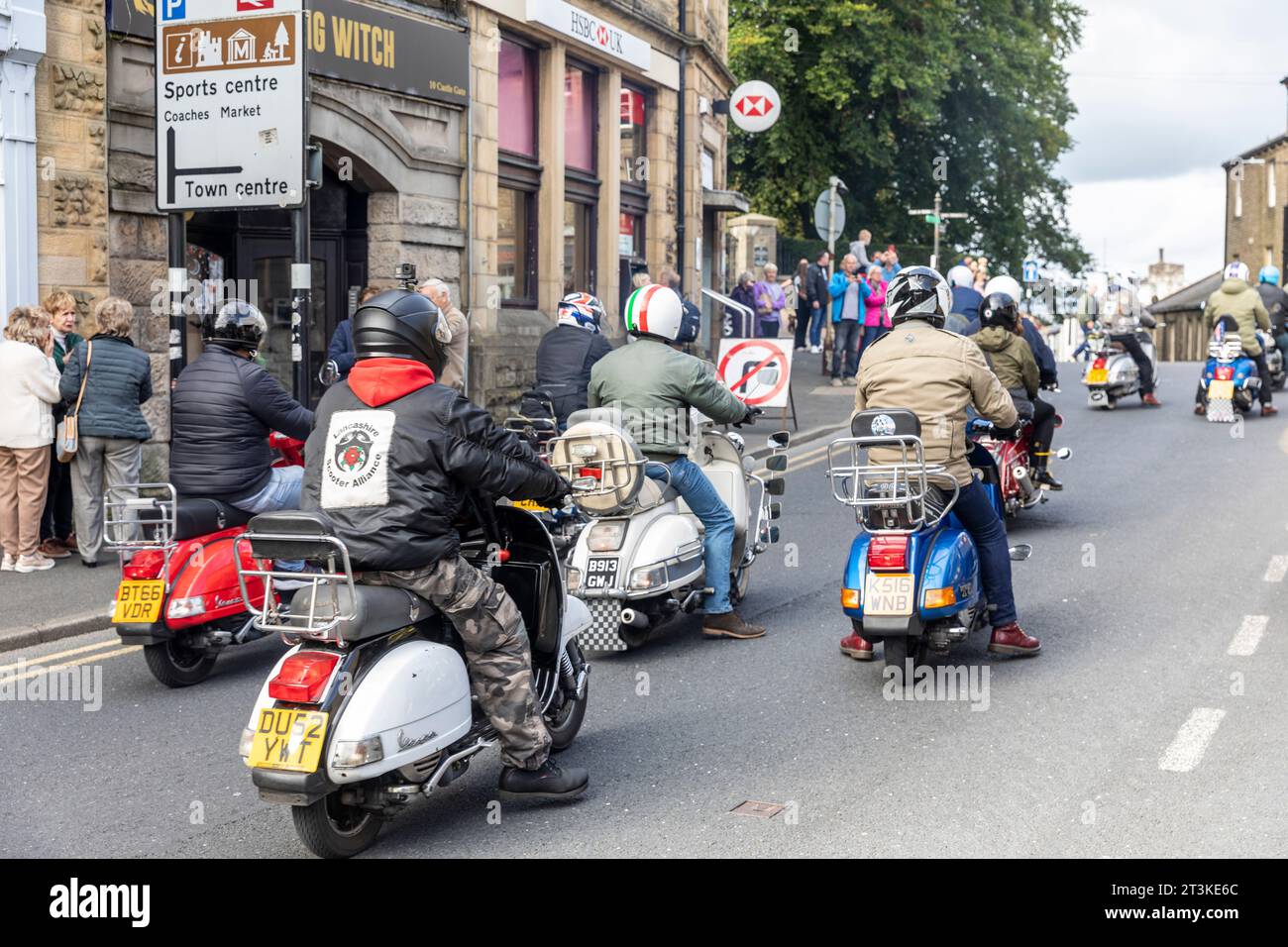 Clitheroe Lancashire, in 2023, annual Ribble Valley Scooter rally, saw ...