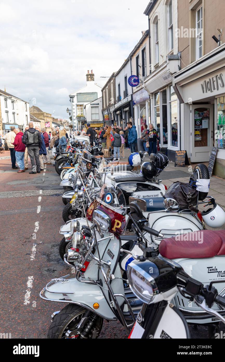 Clitheroe Lancashire, in 2023, annual Ribble Valley Scooter rally, saw ...