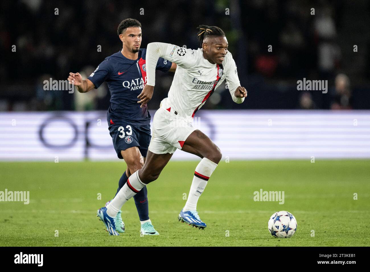 Rafael Leão and Warren Zaïre-Emery during the UEFA Champions League ...