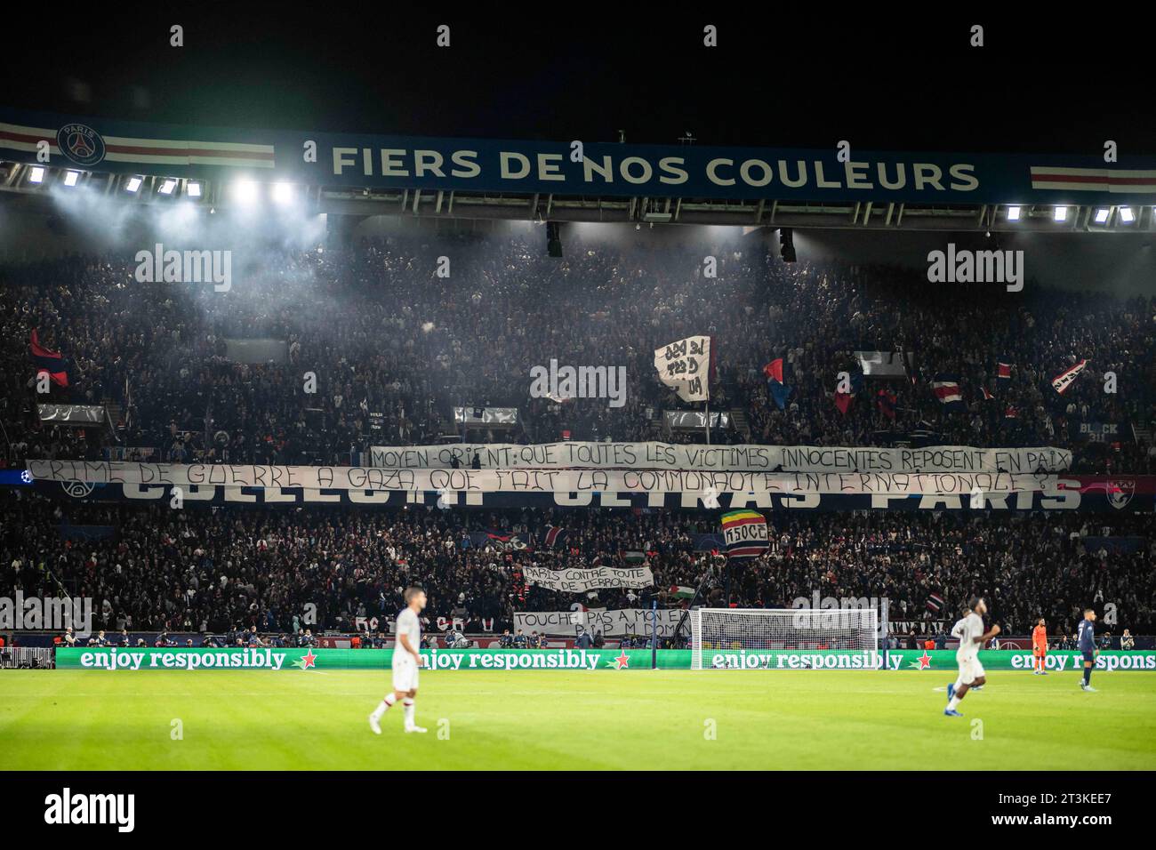 Paris, France. 25th Oct, 2023. Paris Saint-Germain (PSG) supporters ...