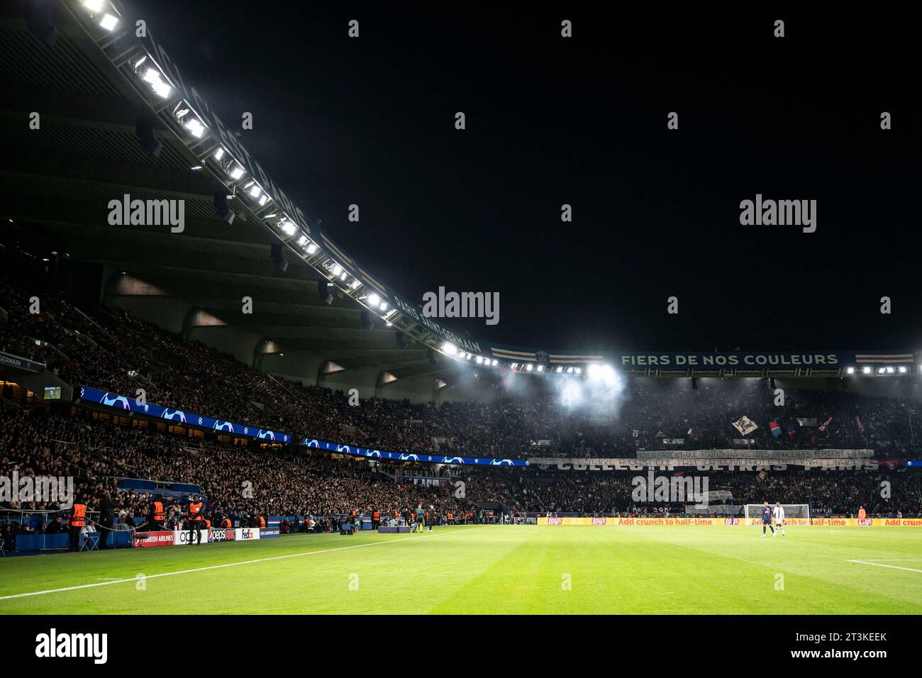 Paris Saint-Germain (PSG) supporters display a banner reading " Middle ...