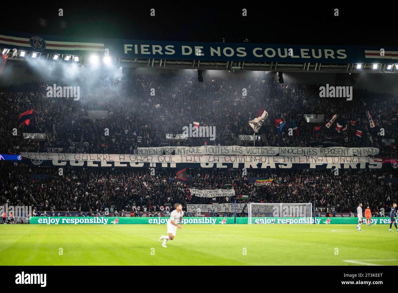 Paris, France. 25th Oct, 2023. Paris Saint-Germain (PSG) supporters ...