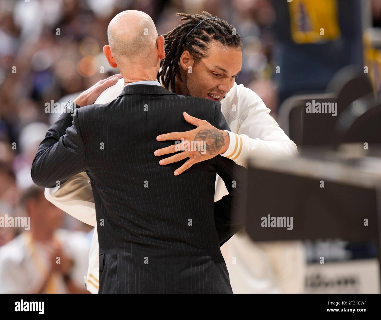 NBA Commissioner Adam Silver chats with Denver Nuggets forward Aaron ...