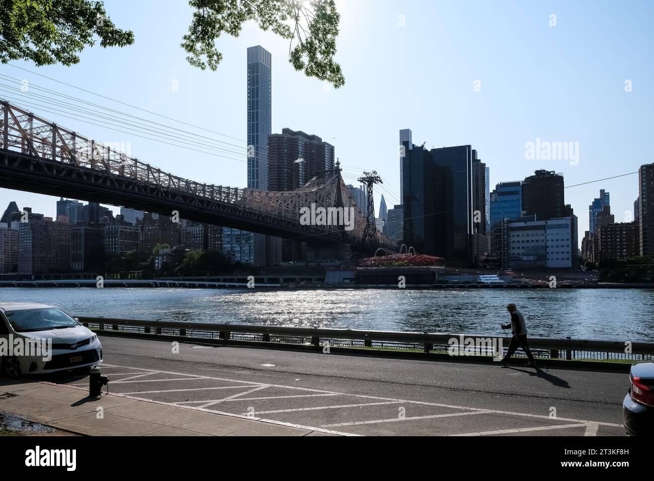 View of the Queensboro Bridge, a key cantilever bridge over the East ...