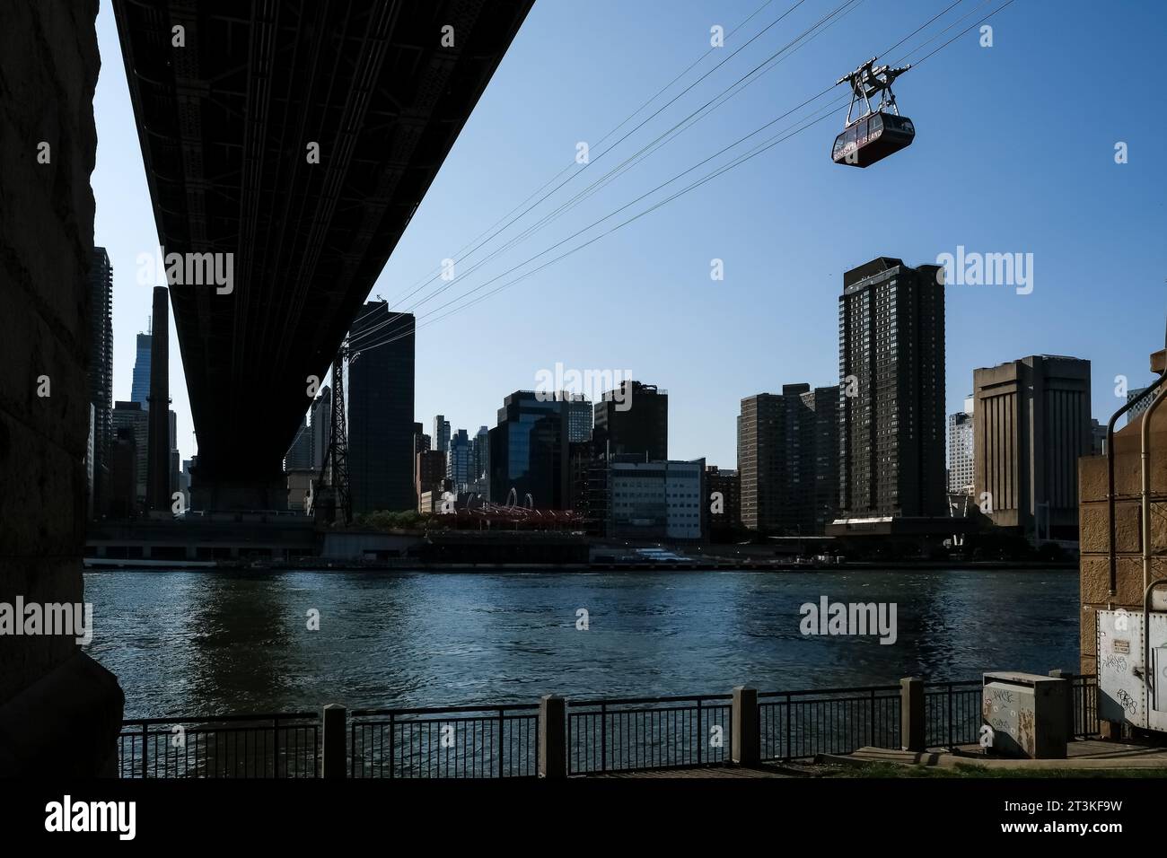View of the Queensboro Bridge, a key cantilever bridge over the East ...