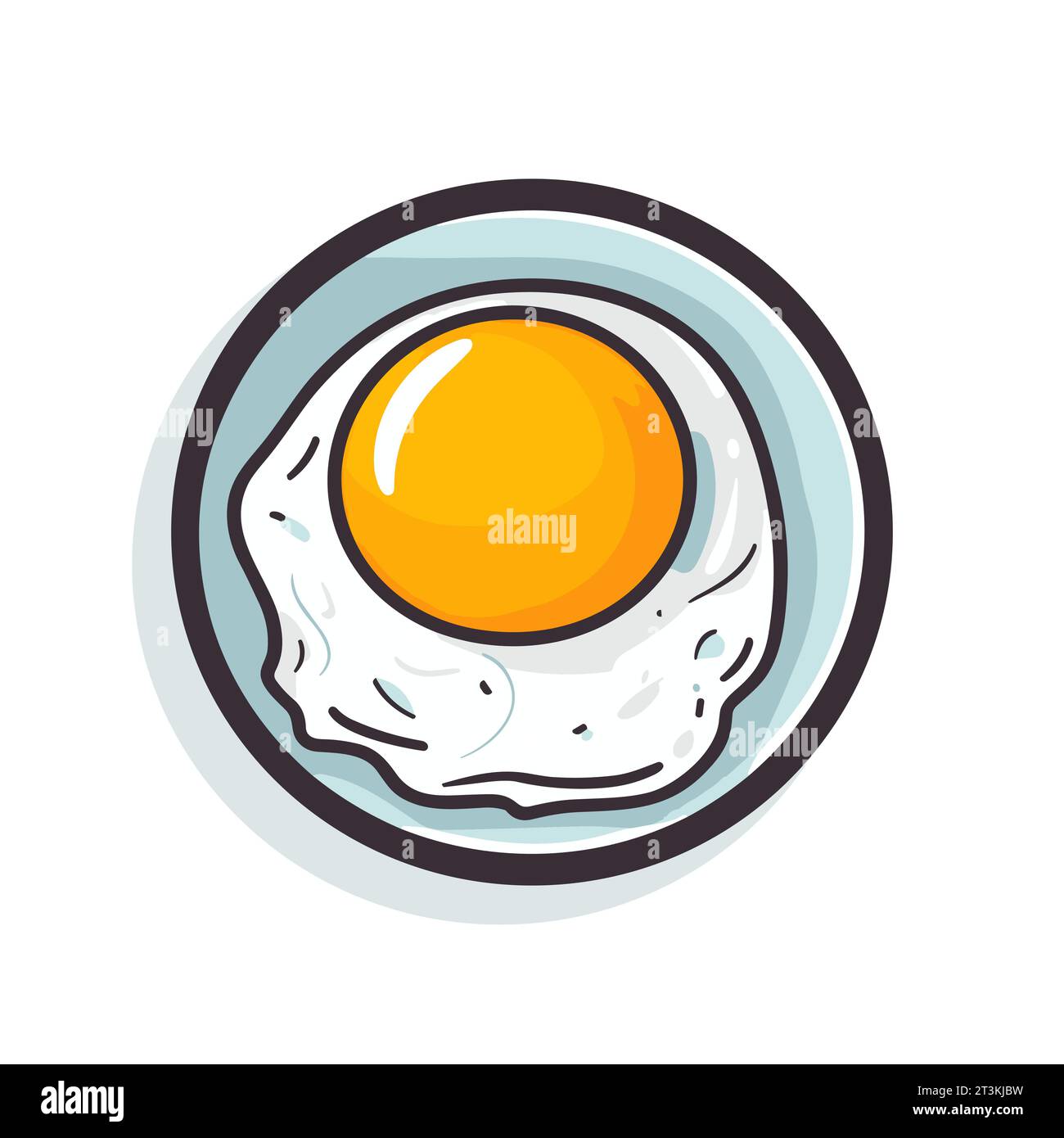 Fried egg isolated. Chicken fried egg on white background. Fried egg icon in cartoon style ...